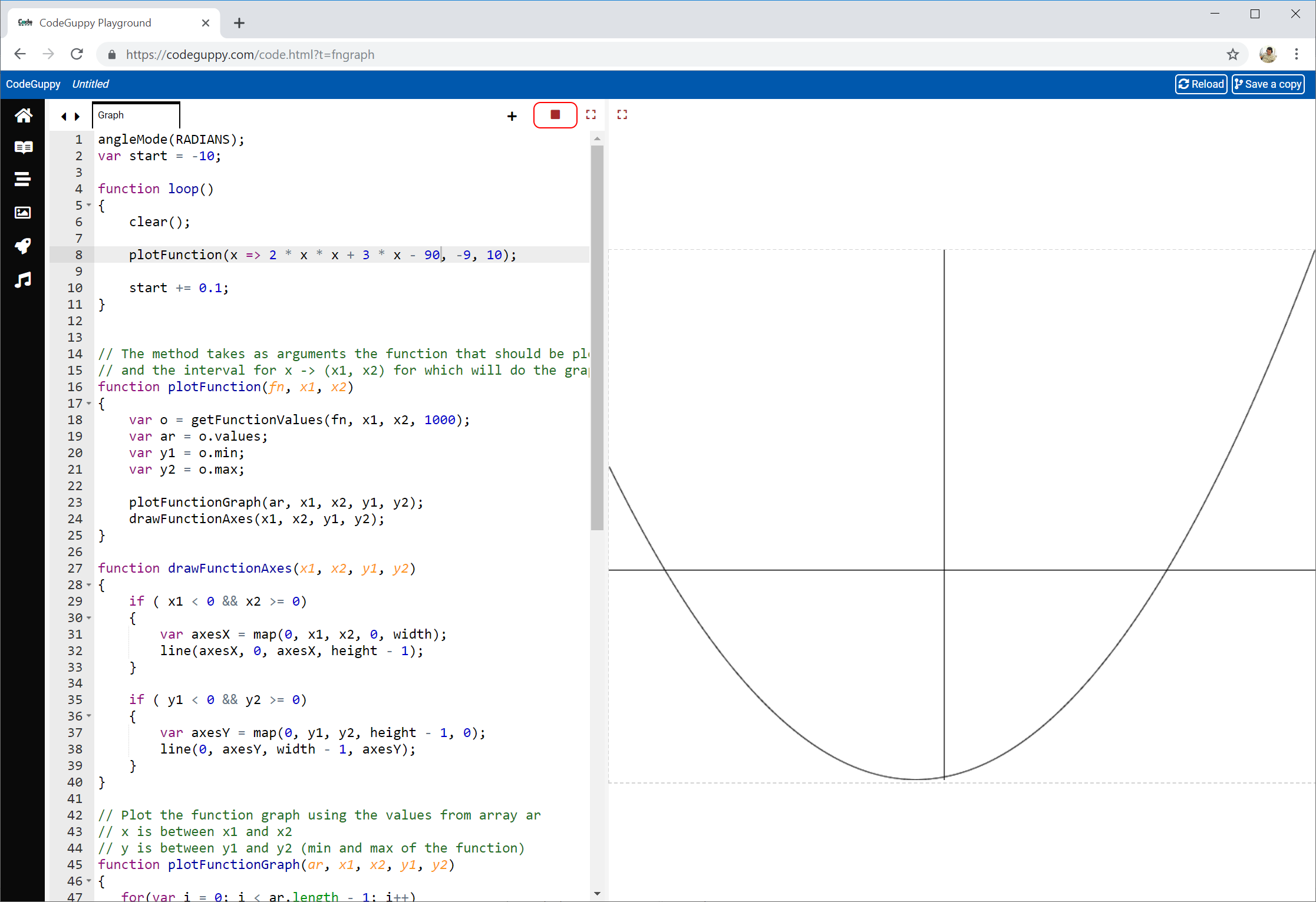CodeGuppy JavaScript Tutorial Plot A Function
